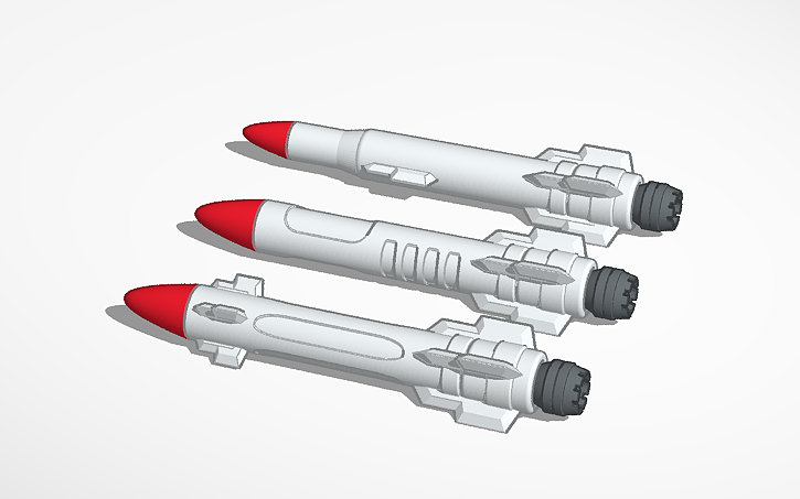 3D design 3 Random Missile Designs - January 2026 - Tinkercad