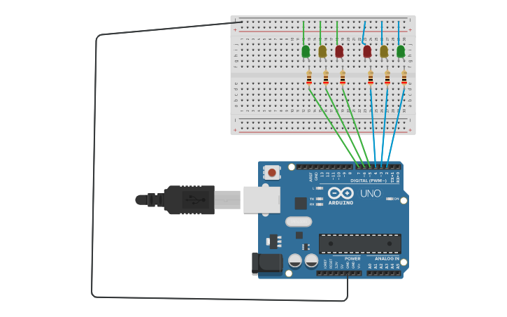 Circuit design Traffic Light Arduino Project - Tinkercad