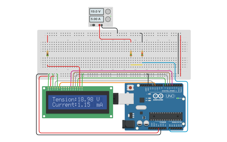 Circuit design Make a voltmeter and ammeter on Arduino! - Tinkercad