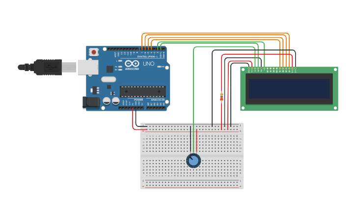 Circuit design LCD with Arduino - Tinkercad