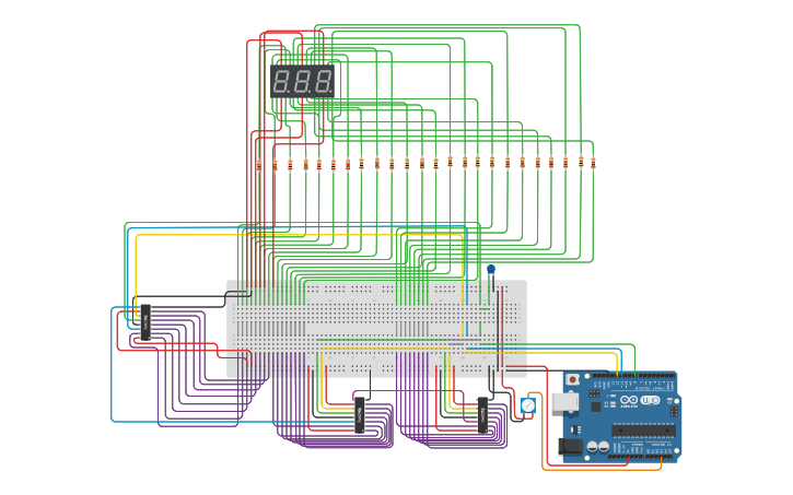 Circuit design Arduino 筆記 – Lab13 使用 74HC595 與七段顯示器製作倒數功能 - Tinkercad