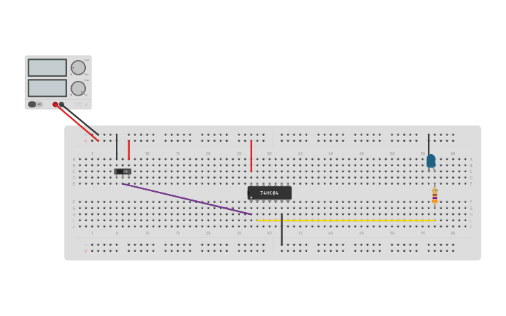 Circuit design NOT GATE - Tinkercad