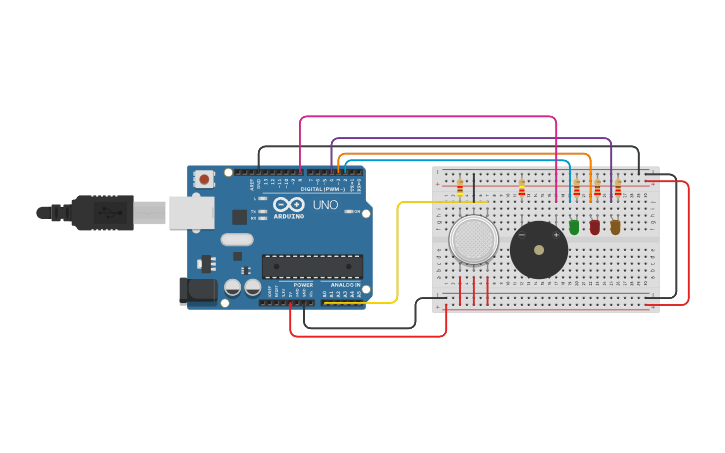 Circuit design MQ2 - Tinkercad