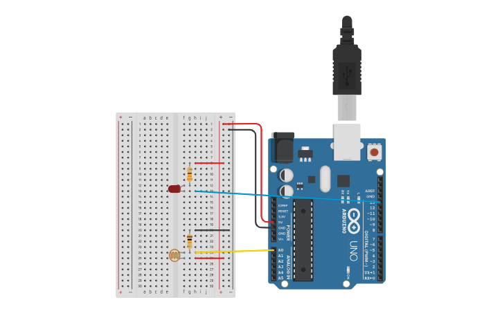 Circuit design 11b_Photoresistor_Analog Input - Tinkercad