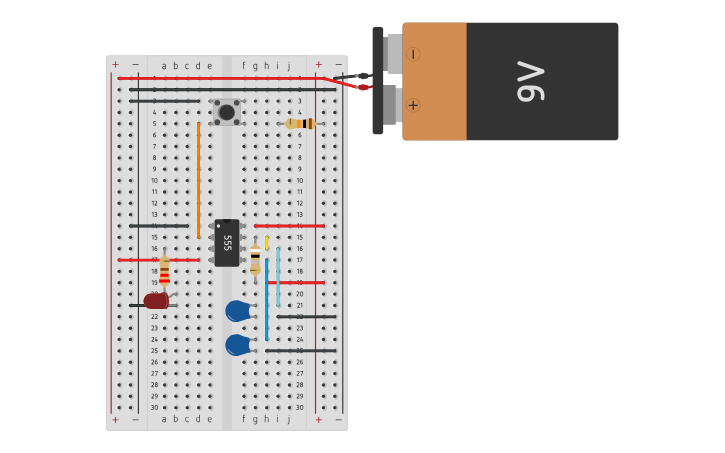 Circuit design monostable 555 - Tinkercad