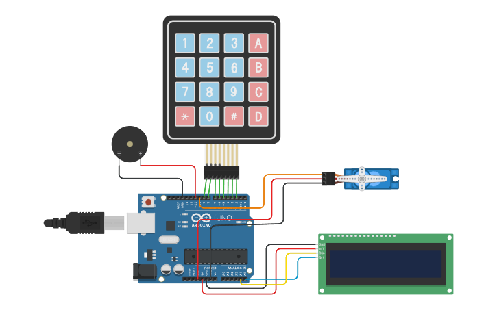 Circuit design Password Door Lock Using Arduino - Tinkercad