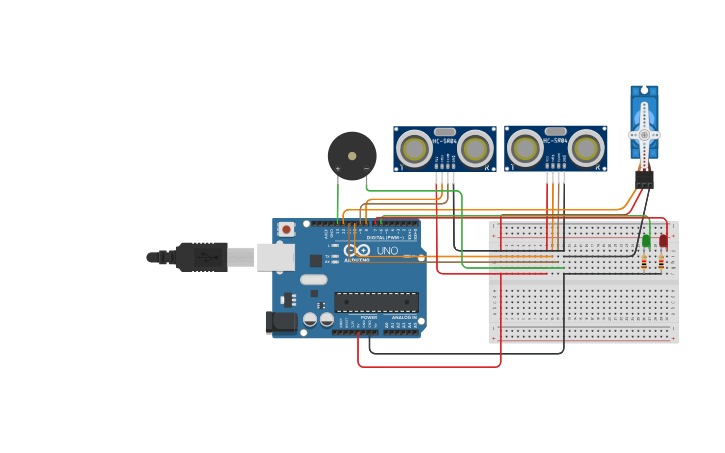 Circuit design RADAR CON SENSOR ULTRASONICO 360 - Tinkercad