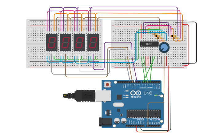 Circuit Design 7 Seg Test 4digits Tinkercad