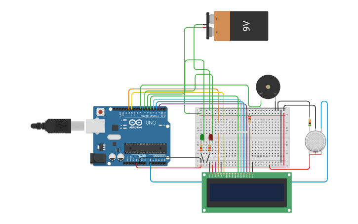Circuit design Smart Air Quality Monitoring System - Tinkercad