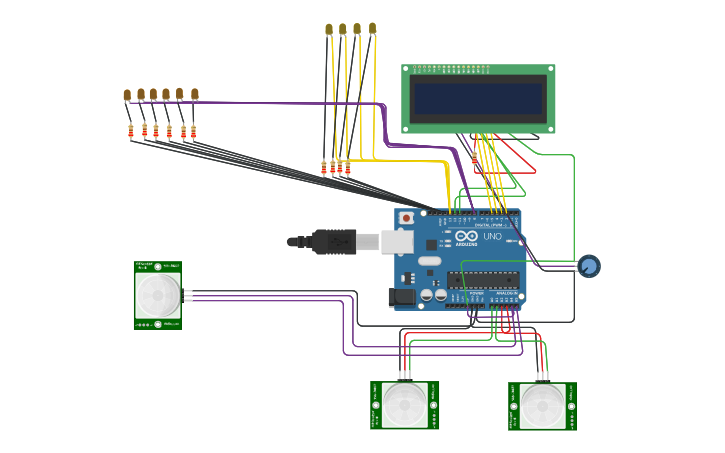 Circuit design movement sensor lighting - Tinkercad