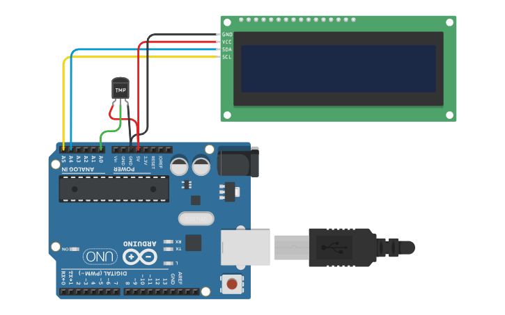Circuit Design Temperature Monitoring System Tinkercad