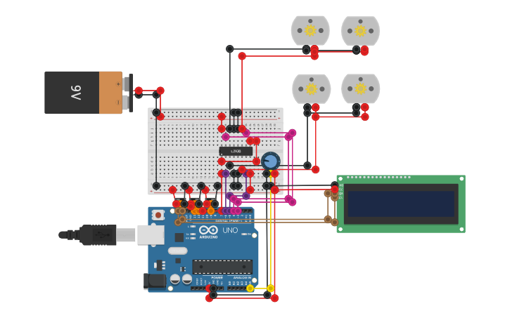 Circuit Design 4 Wheel Drive With Display Tinkercad