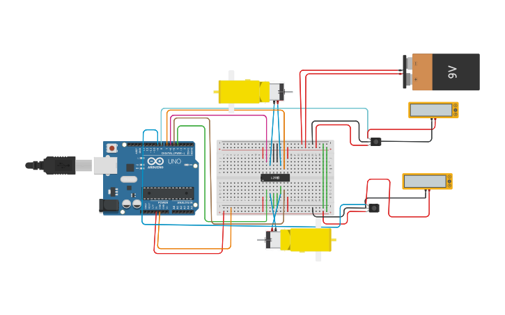 Circuit design Line following robot - Tinkercad