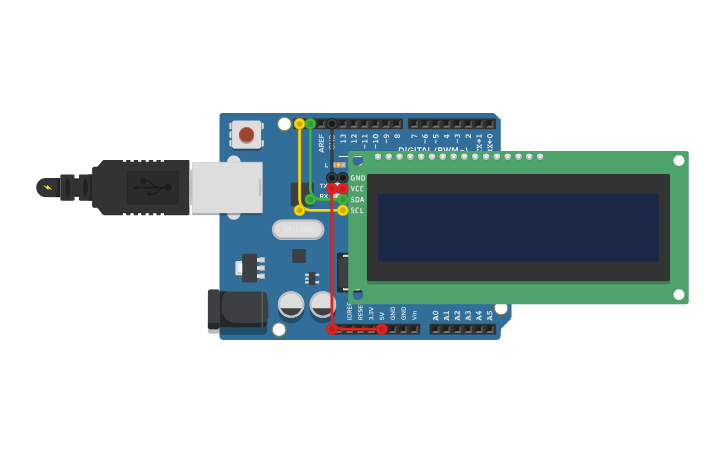 Circuit design Scroller LCD I2C - Tinkercad