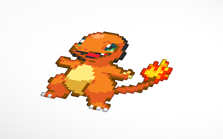 3D design Joined Charmander Pixel Art Sprite - Tinkercad