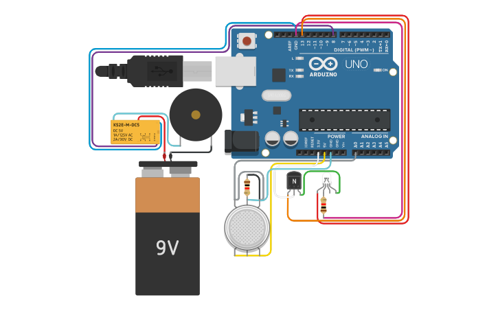 Circuit design Smart home. Smoke detector - Tinkercad