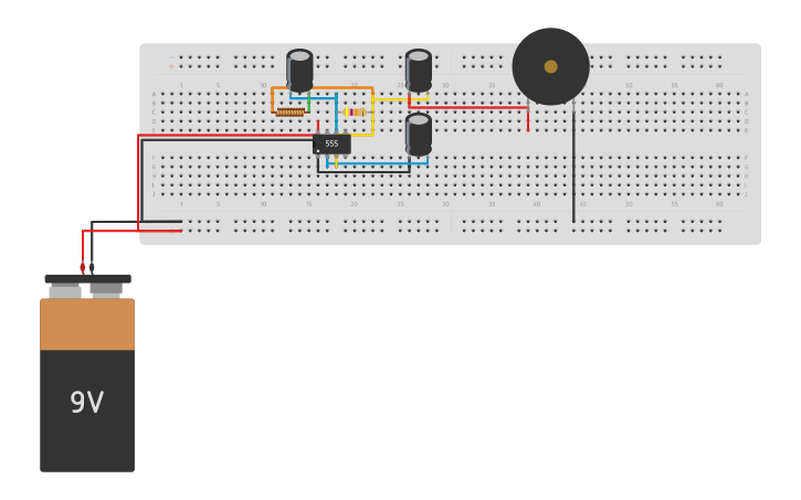 Circuit design Detector de metal com C.I 555 - Tinkercad