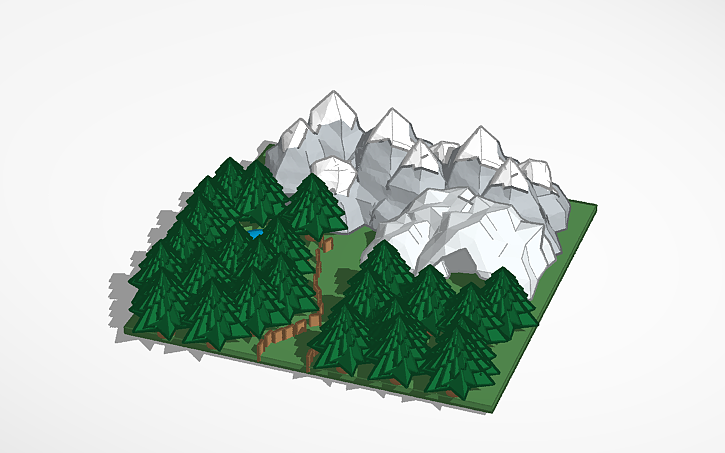 3D design Forest with a pond - Tinkercad