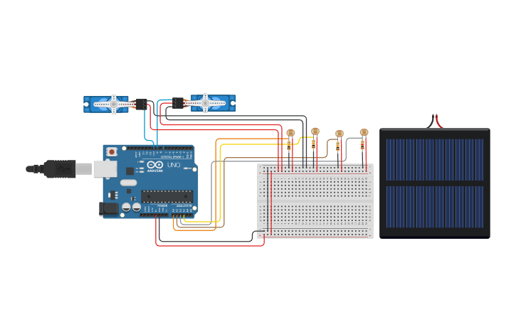 Circuit design Dual Axis Solar Tracker - Tinkercad