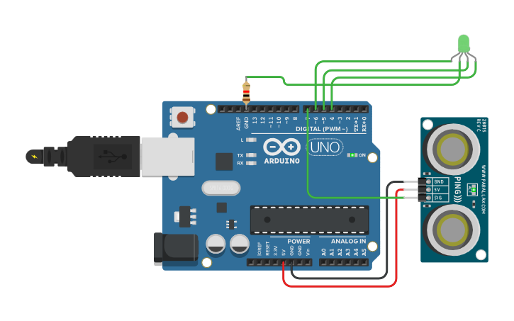 Circuit design distance measurement system - Tinkercad