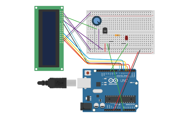 Circuit design Sensor de Temperatura con arduino - Tinkercad