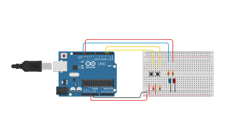 Circuit design level 2 button - Tinkercad