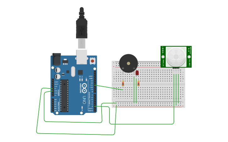 Circuit design USING PIR SENSOR - Tinkercad