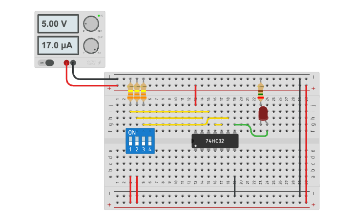 Circuit design 3-Input OR GATE - Tinkercad