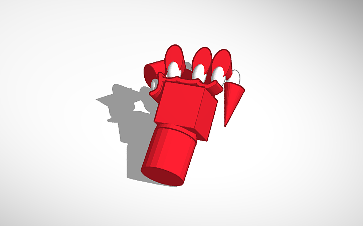 3D design folded robot hand (sharp & red) - Tinkercad