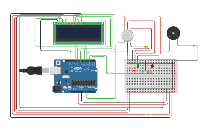 Circuit design Gas - Leak detection - Tinkercad