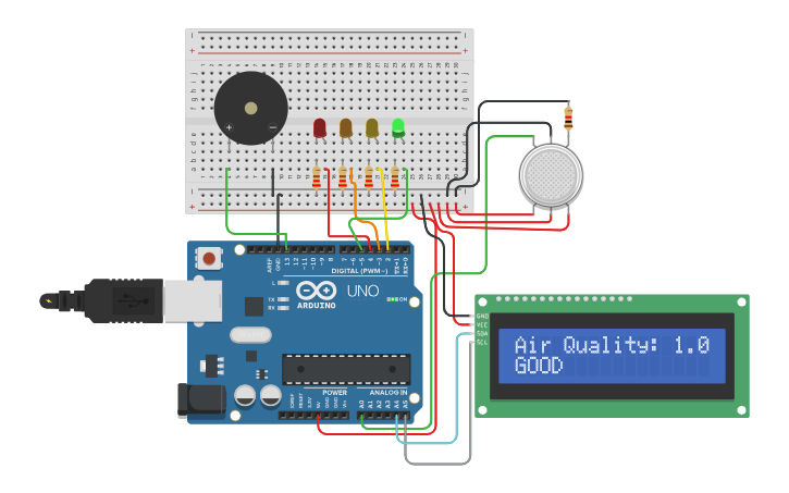 Circuit design Air Quality Gas Sensor (MQ135) - Tinkercad