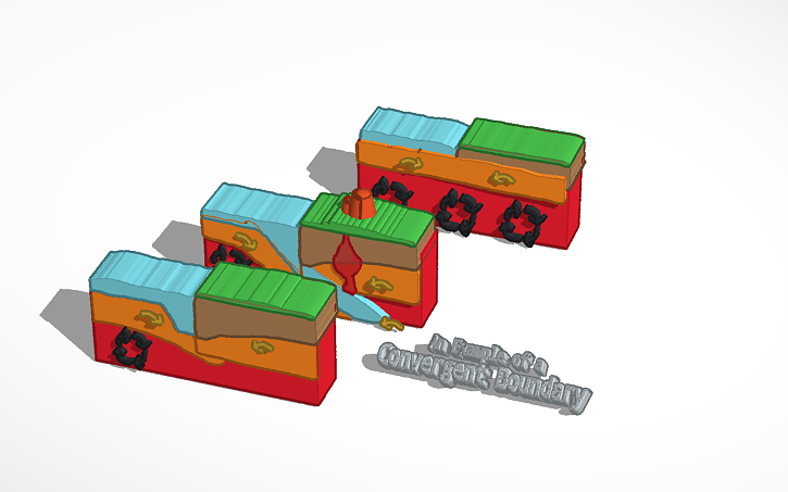 3D design 3 Convergent Boundary Models - Tinkercad