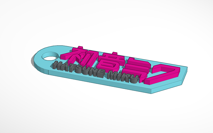 3D design Miku name keychain - Tinkercad