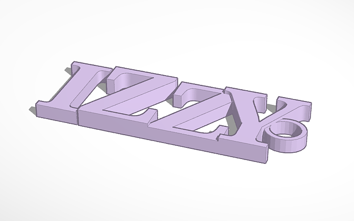 3D design IZZY Keychain PURPLE - Tinkercad
