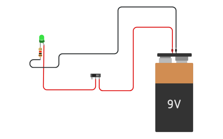 Circuit design LED With Switch - Tinkercad