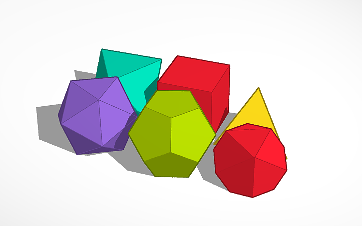 3D design d4, d6, d8, d10, d12, d20 TO SCALE - Tinkercad