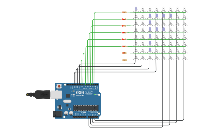 Circuit design LED MATRIX - Tinkercad