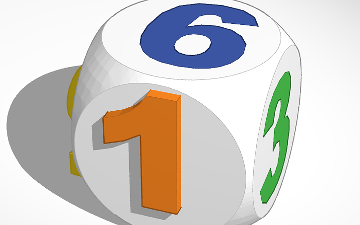 3D design number dice - Tinkercad