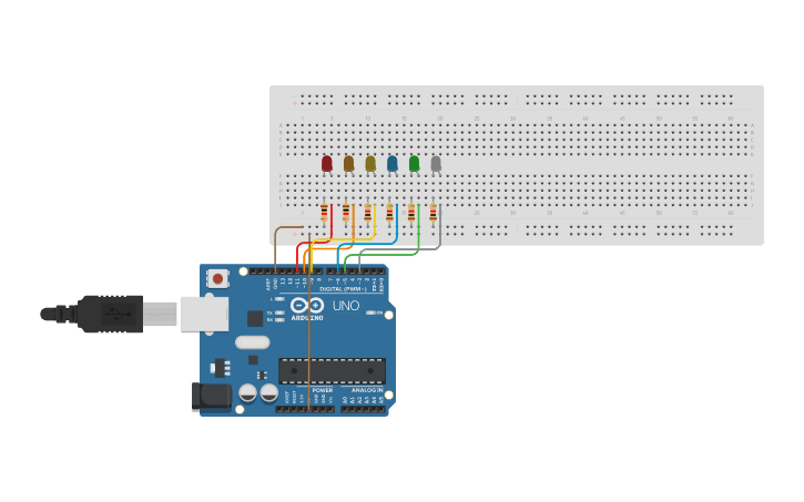 Circuit design Fading LEDs - Tinkercad