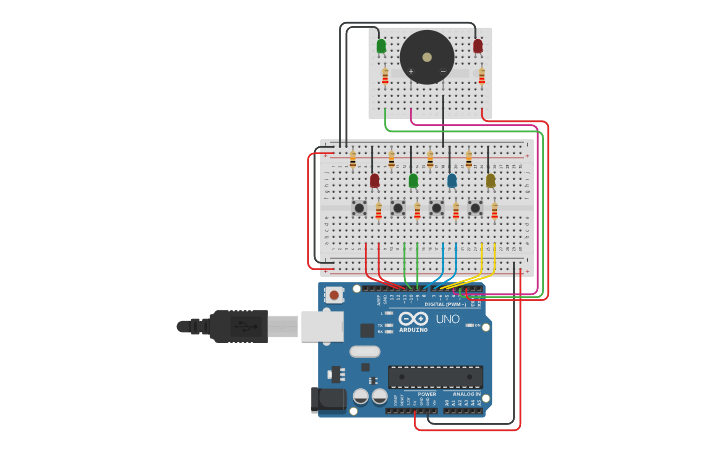 Circuit design SIMON - Tinkercad