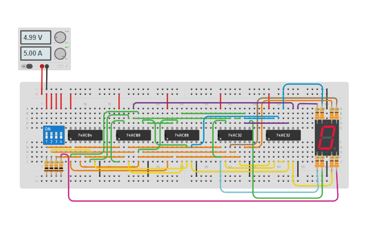 Circuit design Project No. 2 - Decoder Using 7-Segment Display - Tinkercad