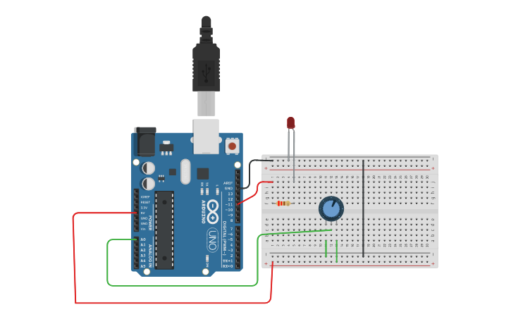Circuit design PARTE III. Entradas y salidas analógicas en arduino. - Tinkercad