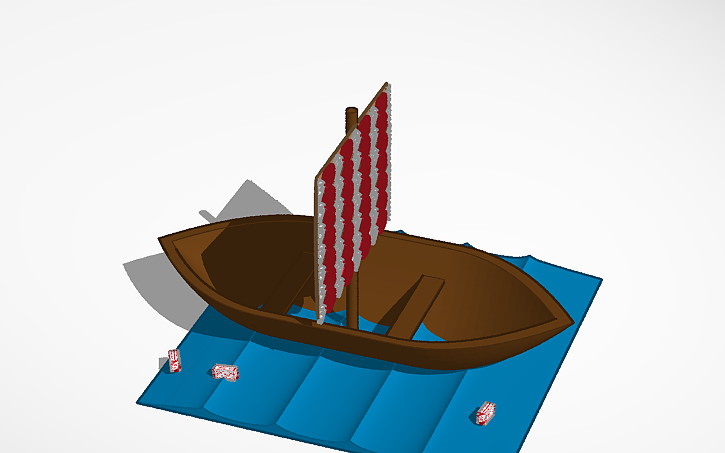 3D design The candy boat that is spewing candy cane - Tinkercad