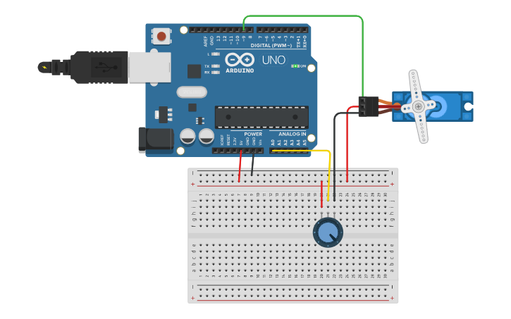 Circuit Design Servo Motor Sweep Tinkercad