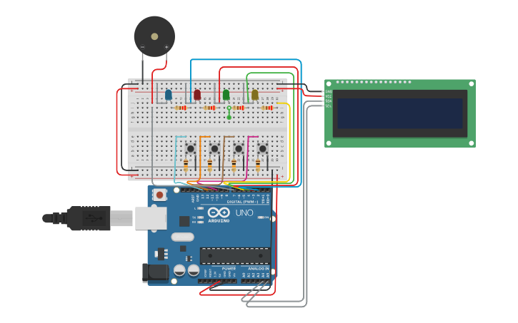 Circuit design Simón dice proyecto - Tinkercad