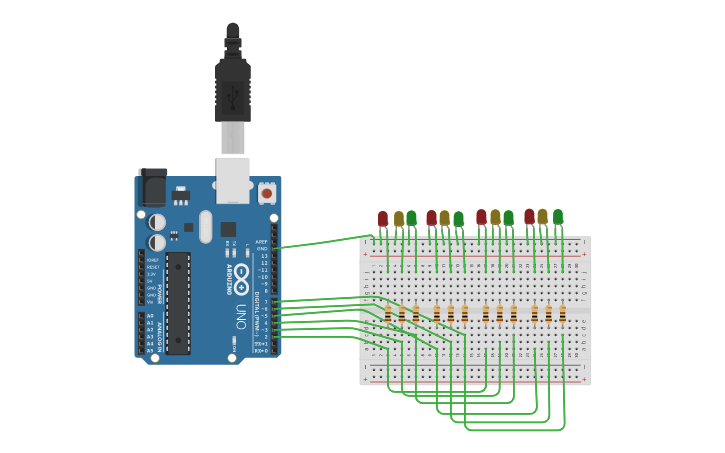 Circuit design 4-Way Crossroad traffic light by ธรากร 042 - Tinkercad