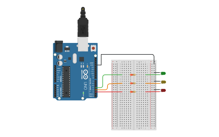 Circuit design Automatic traffic light control using ardino - Tinkercad