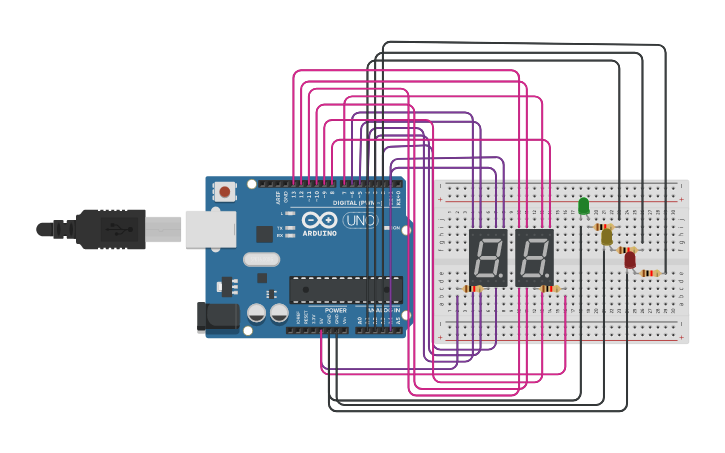 Circuit design traffic lights Arduino - Tinkercad