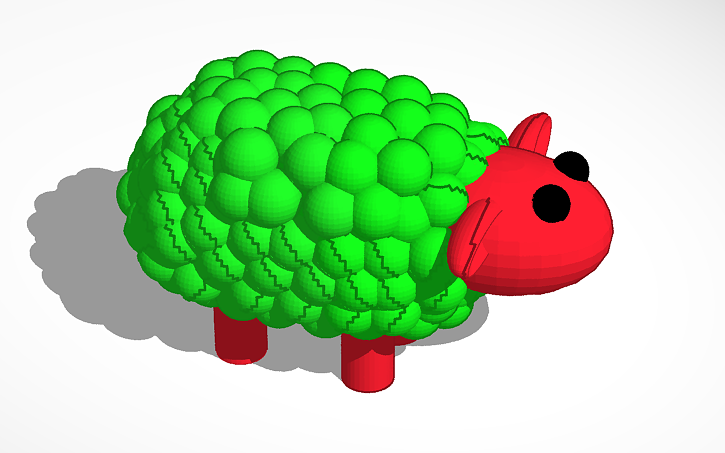 3D design Green + Red sheep - Tinkercad