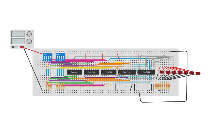 Circuit design Multiplicador de 4x3 bits - Tinkercad
